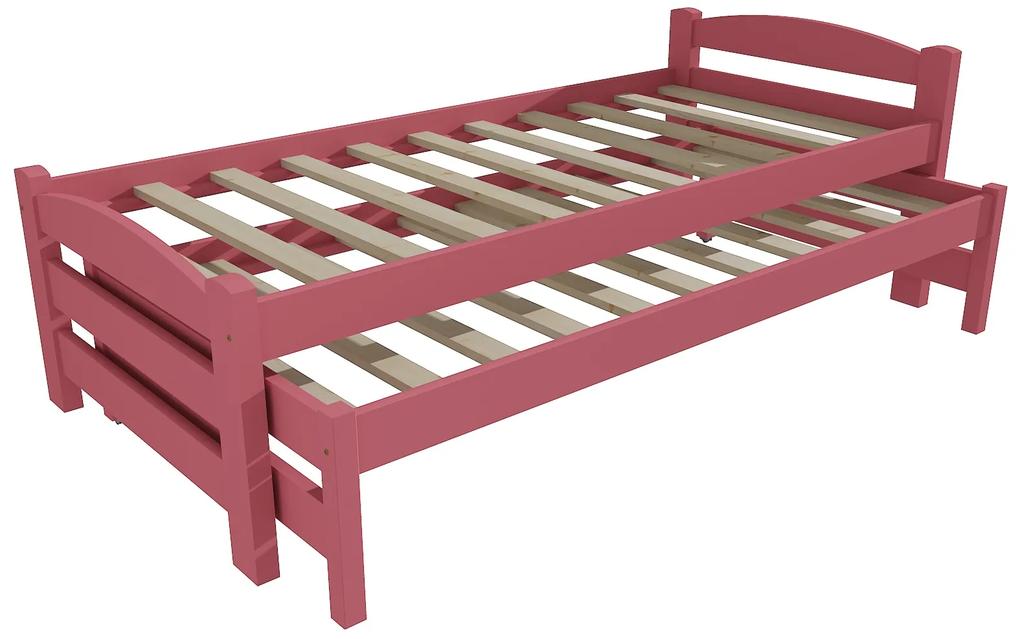 Vomaks Dětská postel s výsuvnou přistýlkou DPV 025 Rozměr: 80 x 180 cm, Barva: barva růžová