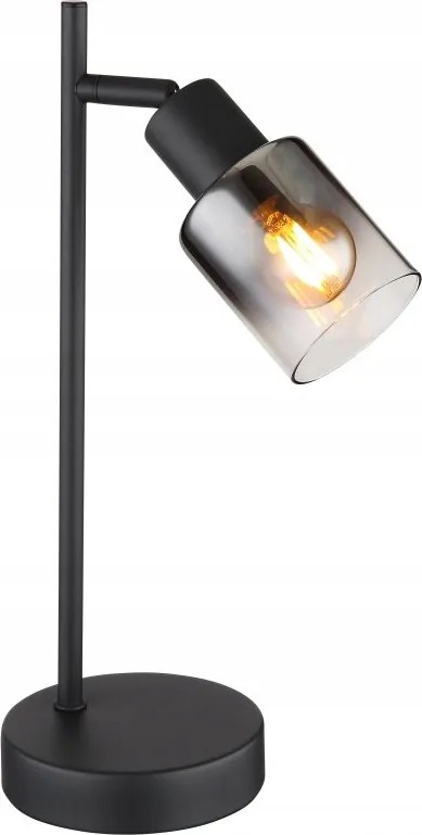 Moderní stolní lampa Hubertus, černý kov, sklo, 35 cm