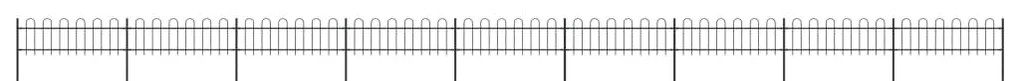 Zahradní plot s obloukem nahoře ocelový 1603,5 x 60 cm černý