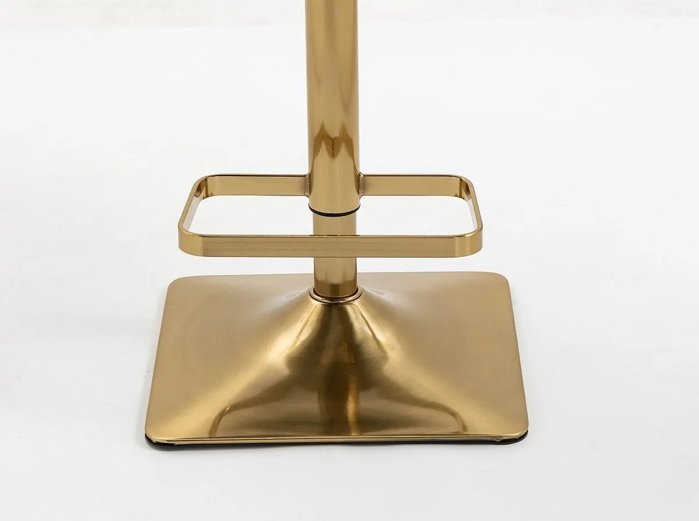 Barová židle STOCKHOLM na zlaté hranaté podstavě - krémový velur