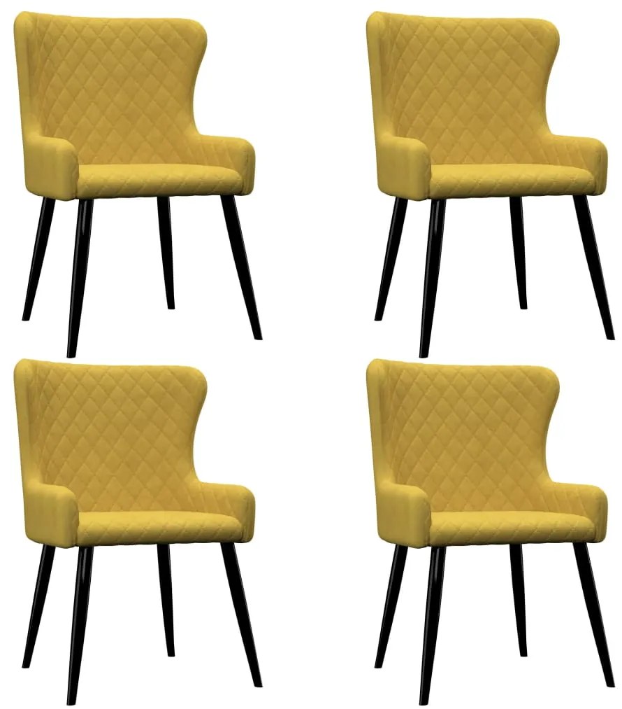 279171 vidaXL Jídelní židle 4 ks žluté samet