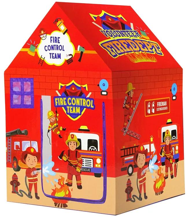 Zábavný hasičský stan pro děti 123 cm x 82 cm Červený