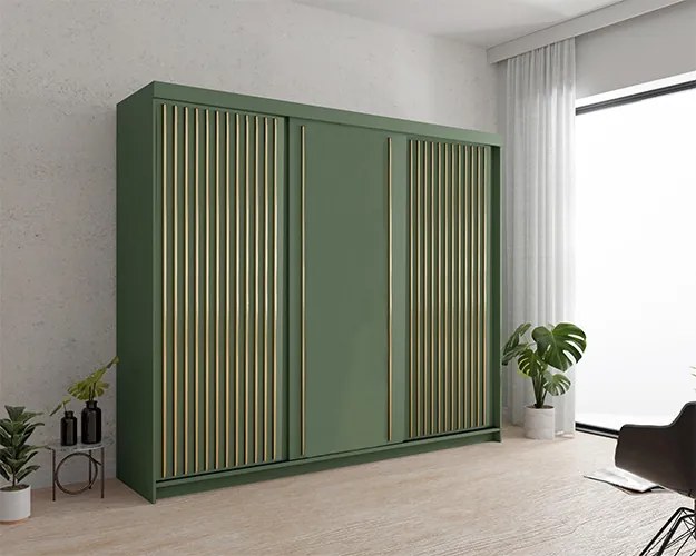 ARK Šatní skříň GREEN II, Zelená 250 cm