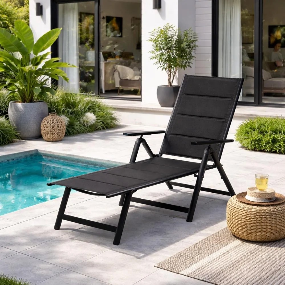 Polohovatelné hliníkové lehátko Avenberg RIVIERA černá