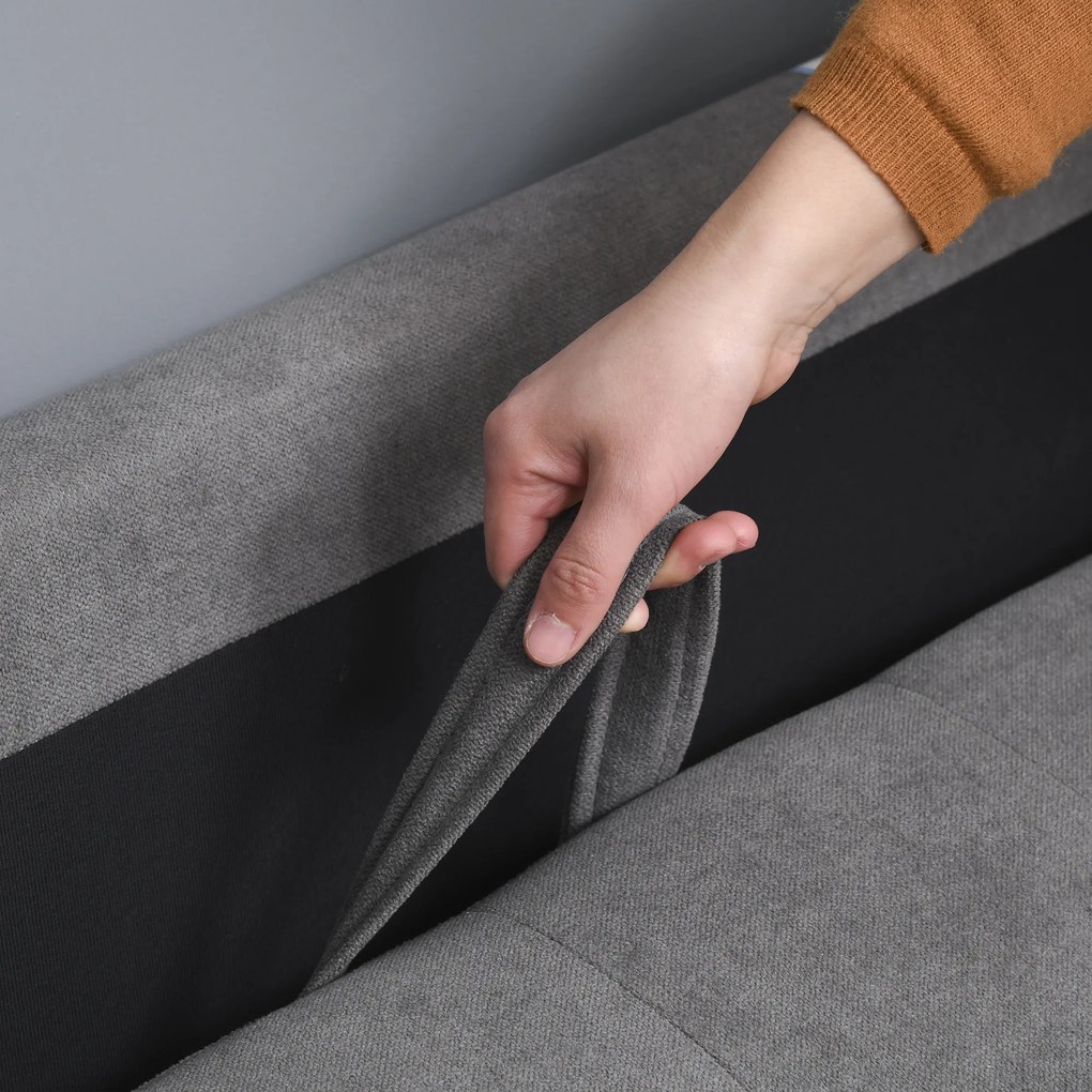 HOMCOM 2místná látková pohovka Dvoumístná pohovka s odnímatelnými polštáři z kaučukovníku a bavlny v šedé barvě 117x62x78 cm do obývacího pokoje