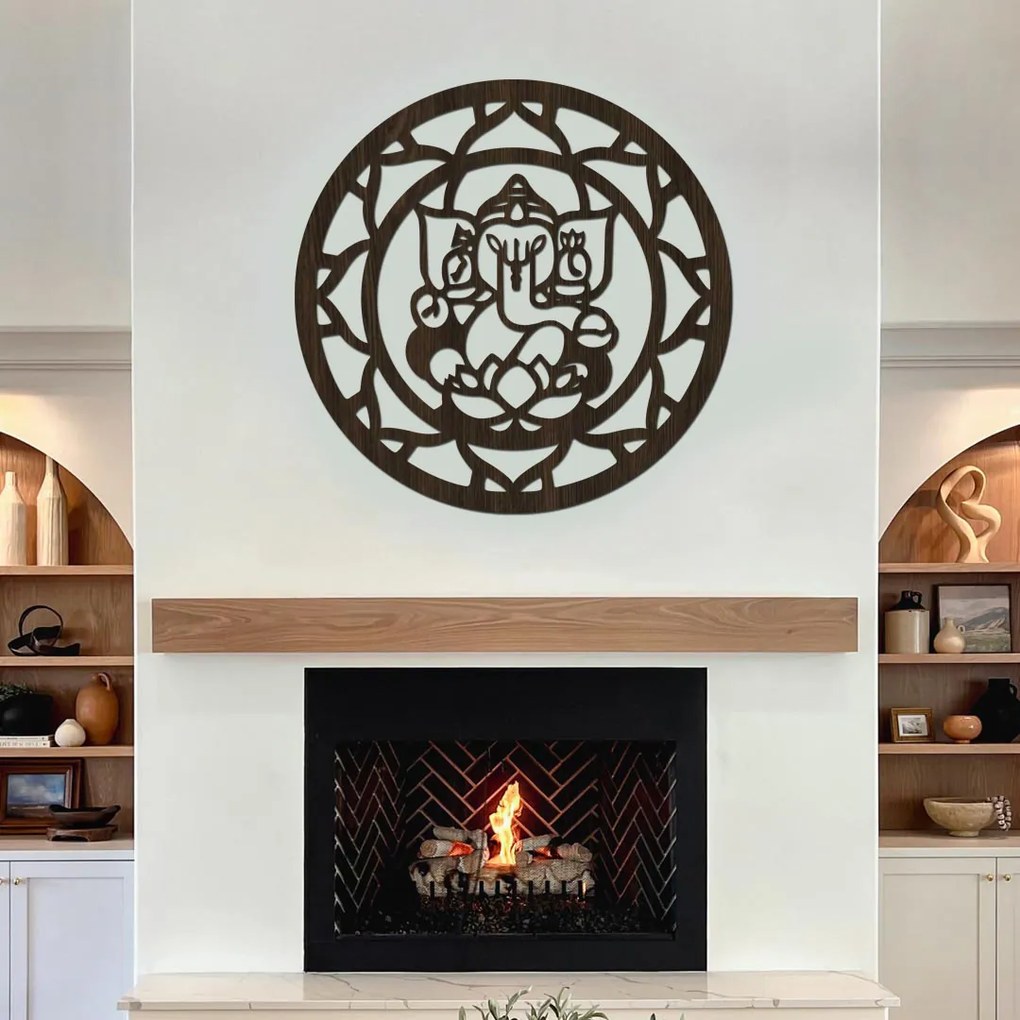 dřevo života Dřevěný obraz GANESHA MANDALA Zvolte barvu dekoru: Wenge, Zvolte rozměr Ø (cm): 60