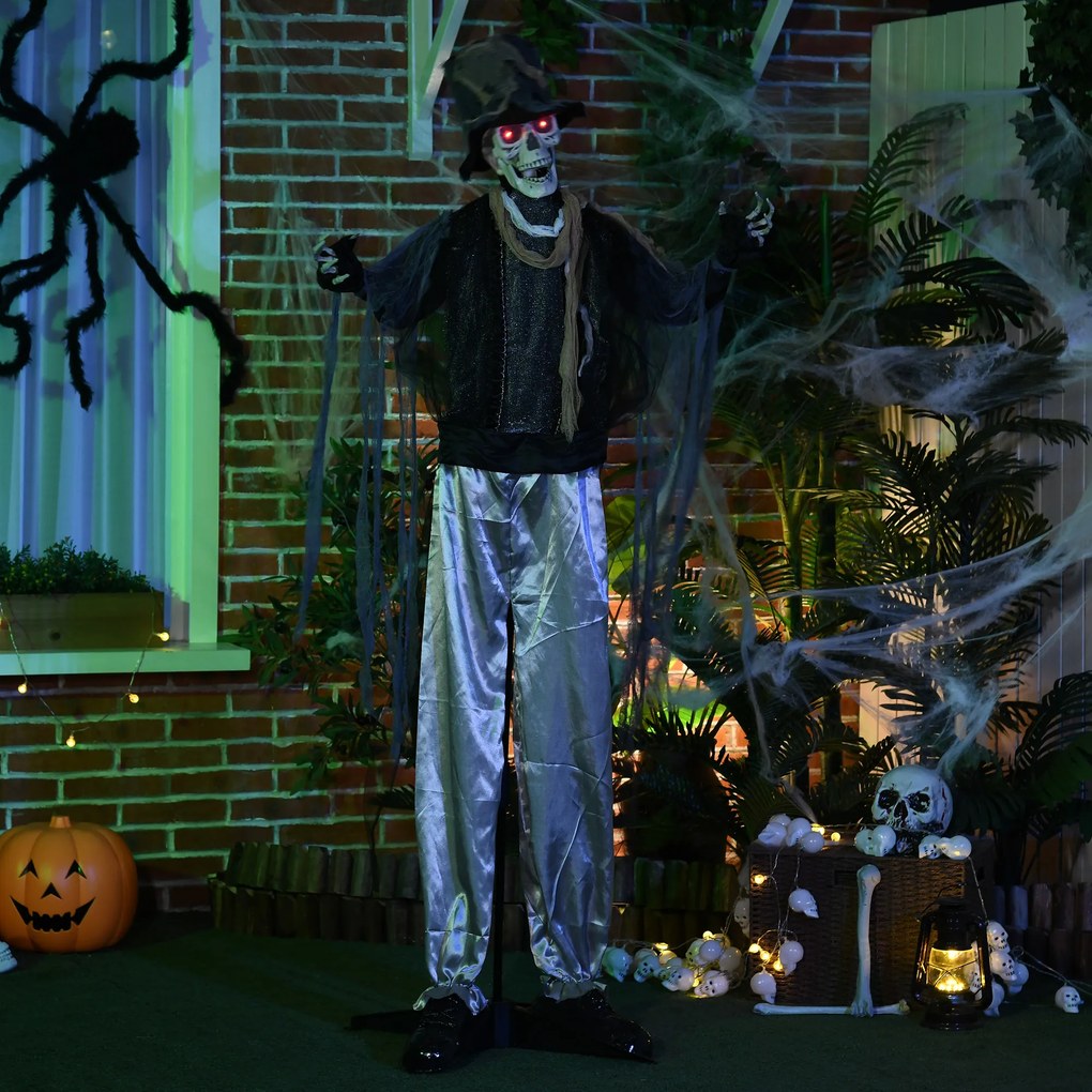 HOMCOM Halloween duch, Halloween dekorace, zvuková funkce, s pohybovým senzorem a LED světly, 101 cm x 64 cm x 178 cm
