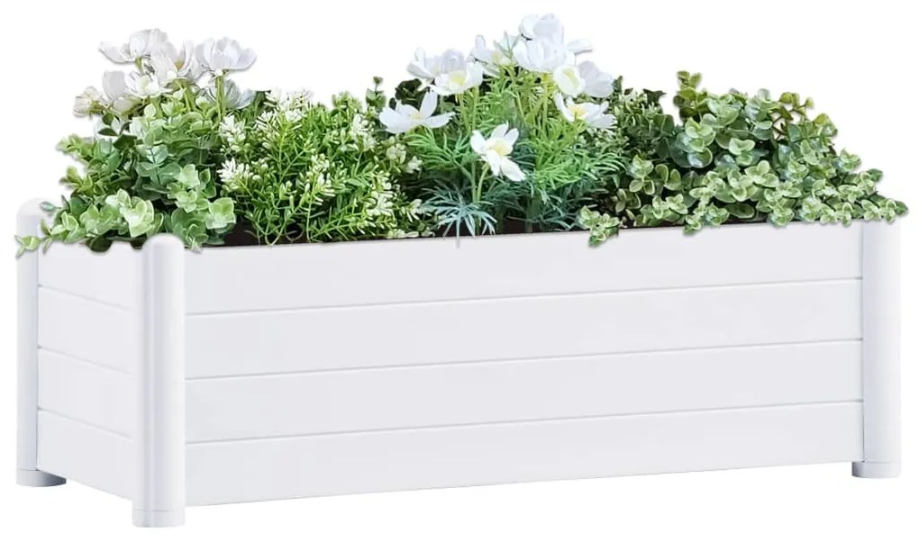 313975 vidaXL Vyvýšený záhon PP bílý 100 x 43 x 35 cm