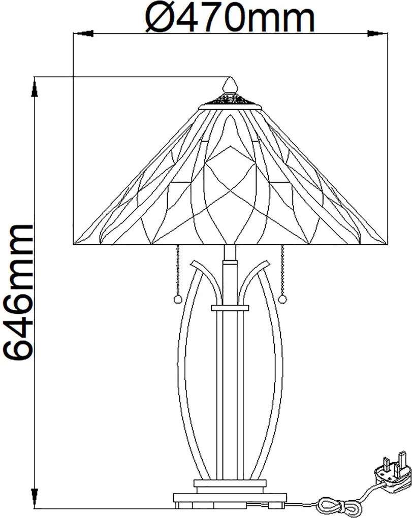 Secesní stolní lampa Elstead VICTORY 65 cm/2×E27
