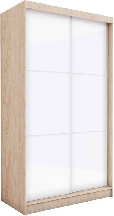 Expedo Skříň s posuvnými dveřmi BIBIANA + Tichý dojezd, sonoma/bílé sklo, 150x216x61
