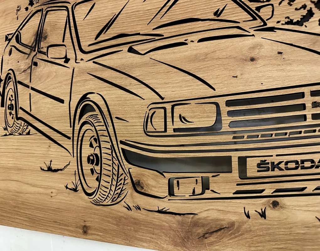 Li-Go "Škoda 130" světelný obraz  230V 80x53cm provedení povrchu: dub světlý