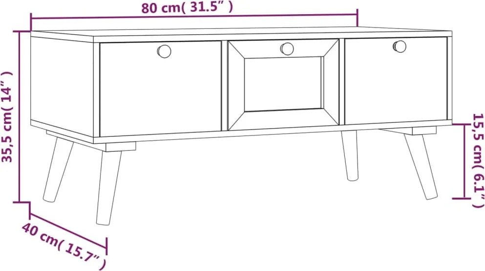 vidaXL Konferenční stolek se zásuvkami 80x40x35,5 cm kompozitní dřevo [352158] Barva: Bílá