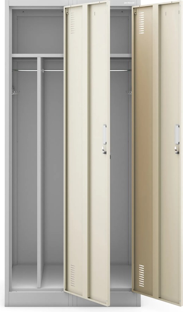 Zaměstnanecká skříňka čtyřkomorová šedá/dub sonoma, 800x1800x500 mm: KACPER Eco Design