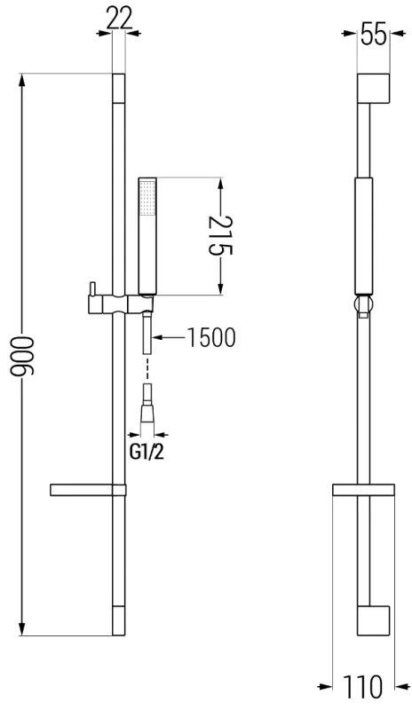 Mexen sprchový set DS77, černá, 785774583-70