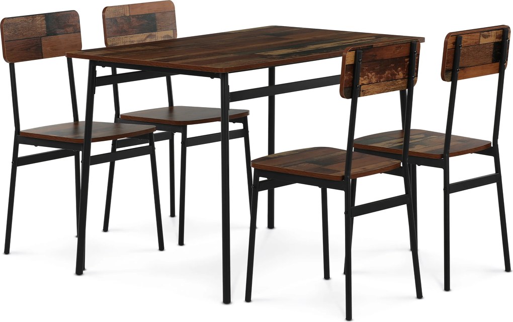 Autronic Jídelní set s 4 židlemi AUT-O2155 Odstín: Staré dřevo 2