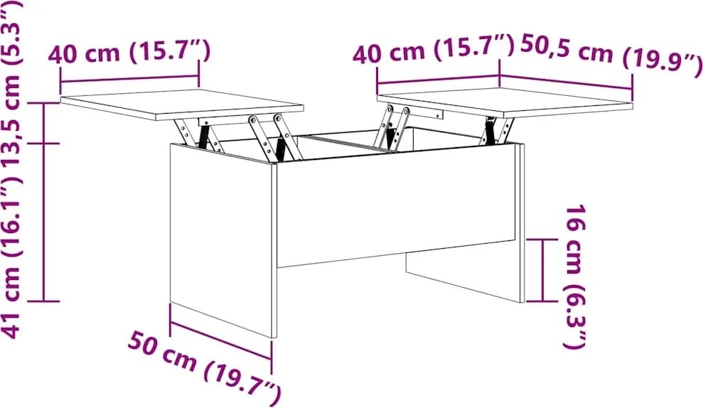 vidaXL Konferenční stolek 80 x 50 x 42,5 cm kompozitní dřevo [809732] Barva: dub sonoma