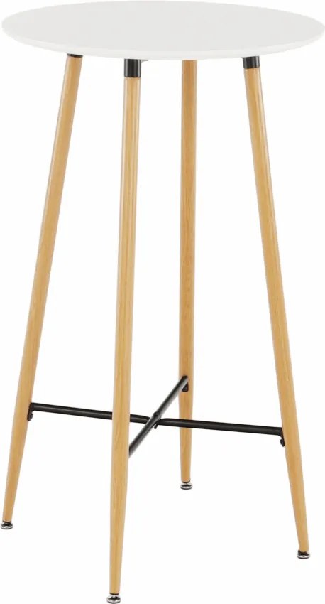Barový stůl, bílá/dub, průměr 60 cm, IMAM