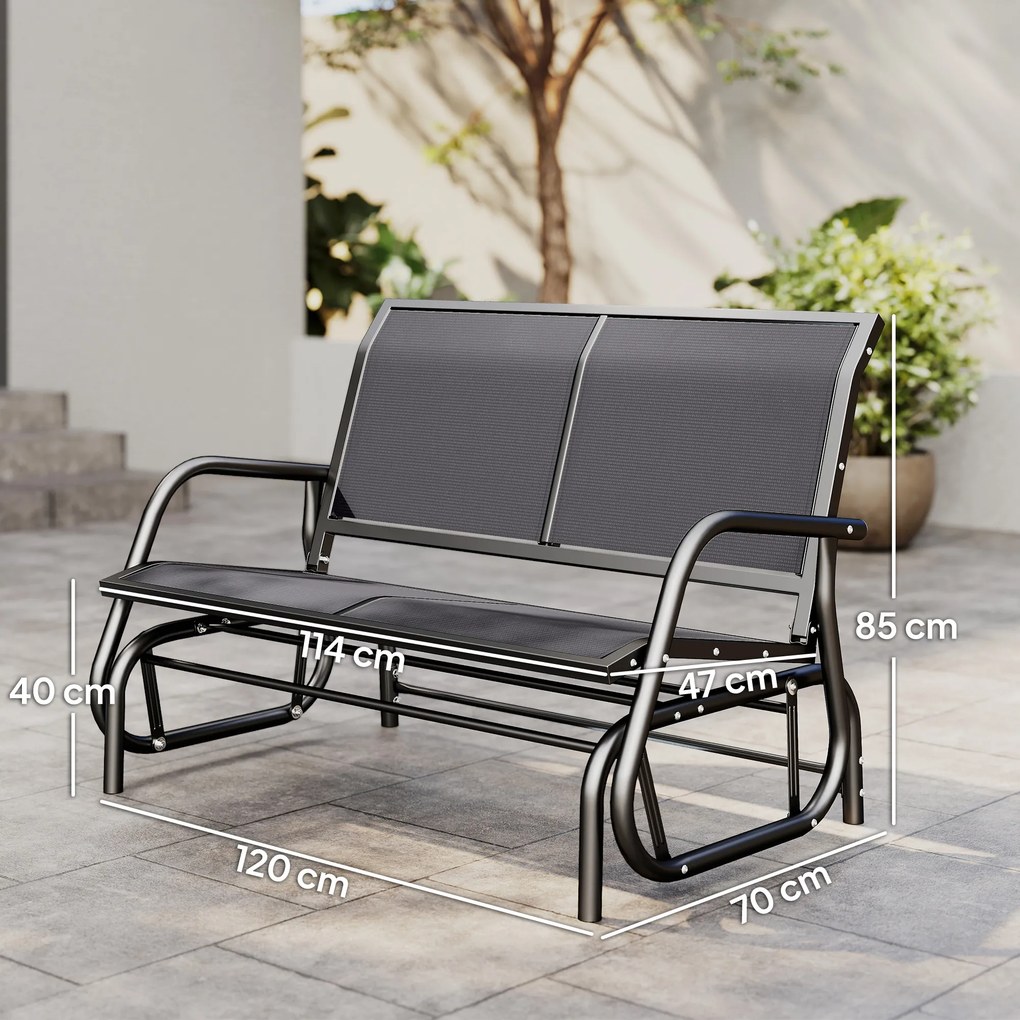 Houpací křeslo Outsunny 2místná zahradní houpací lavice kovová lavice, šedá, zahradní nábytek 120 x 70 x 85 cm pro hodiny relaxace | Aosom.de