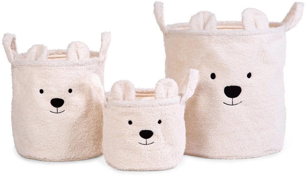 Úložný box koše na hračky teddy off white 3 ks