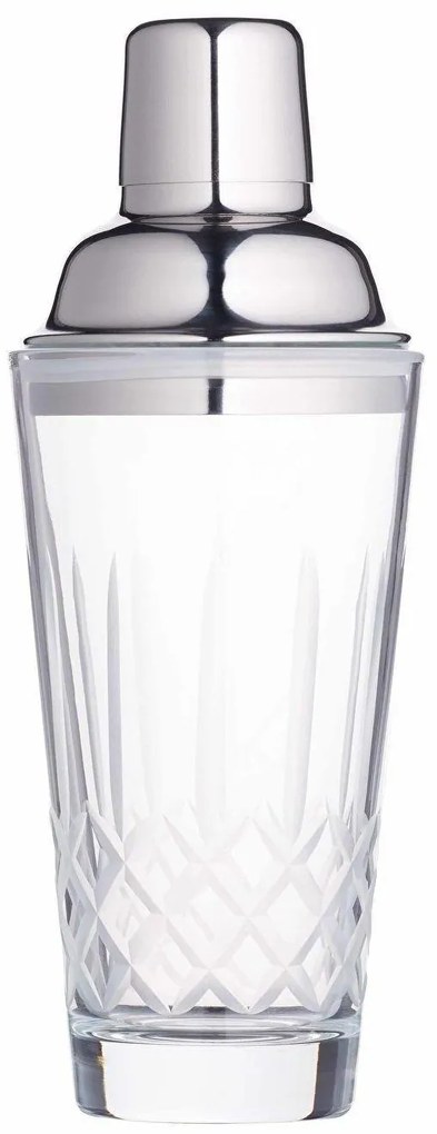 Kitchen Craft Broušený koktejlový shaker Glass, stříbrná barva, čirá barva, sklo, kov