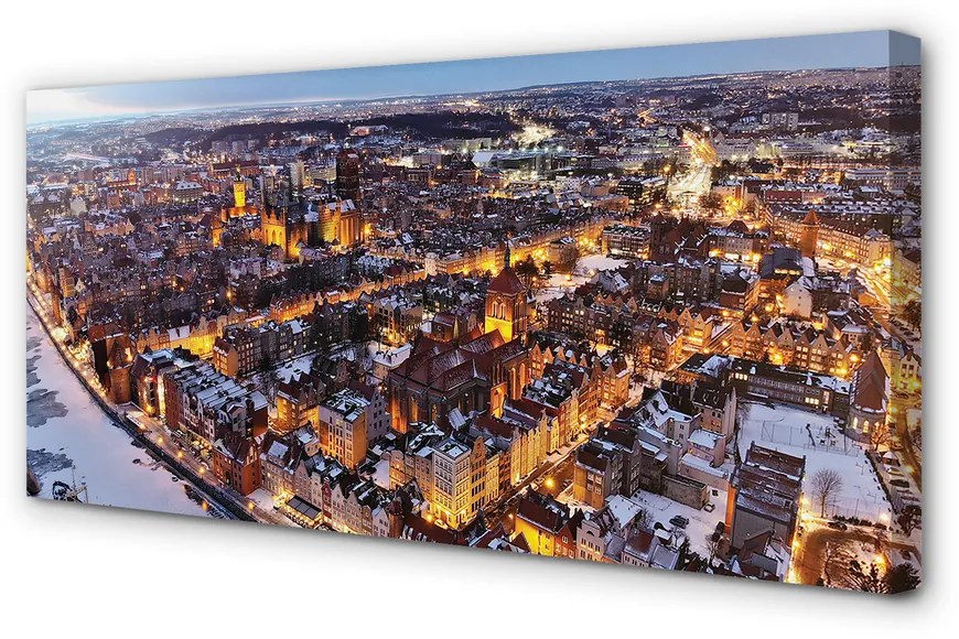 Obrazy na plátně Gdańsk Winter panorama řeka 125x50 cm
