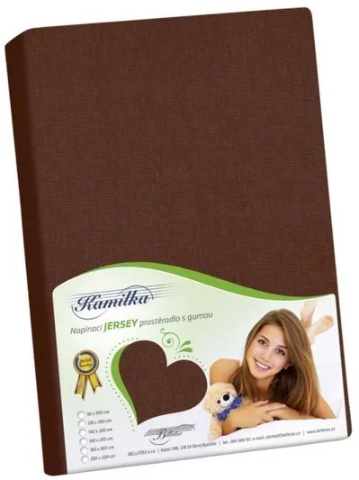 Bellatex Prostěradlo jersey tmavá hnědá rozměr 160x200 cm