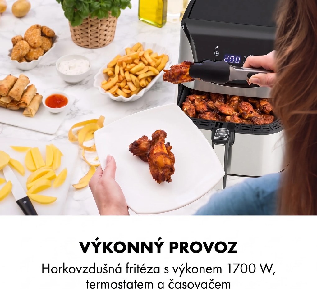 Klarstein AeroVital Deluxe, horkovzdušná fritéza, 1700 W, 5 l, nerezová