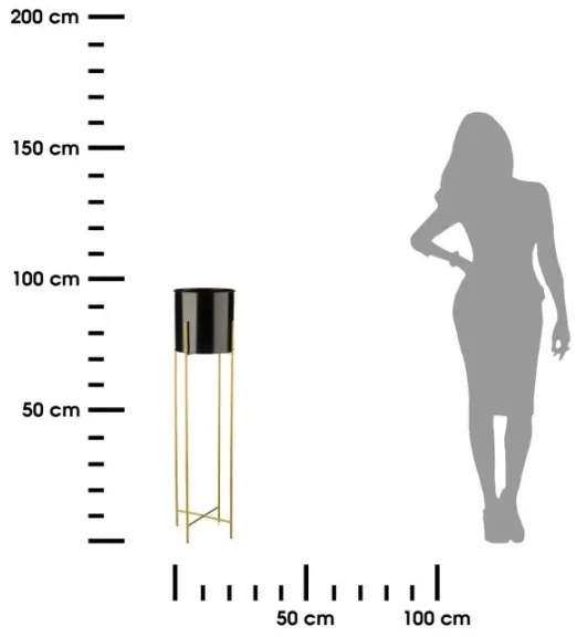 Kovový květináč OSLO 95x17 cm černá/zlatá