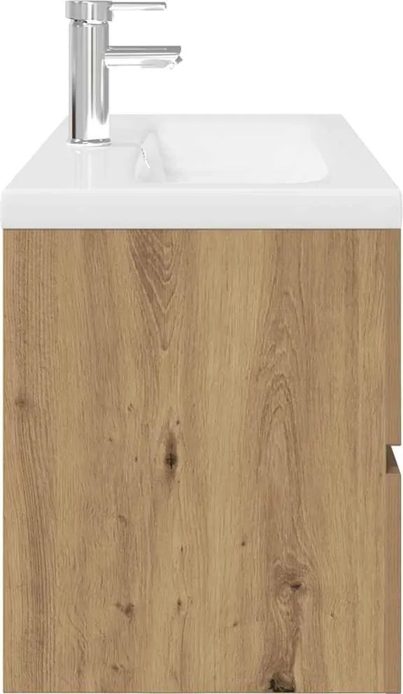 Umyvadlová skříňka s vestavěným umyvadlem a baterie dub artisan 3328936