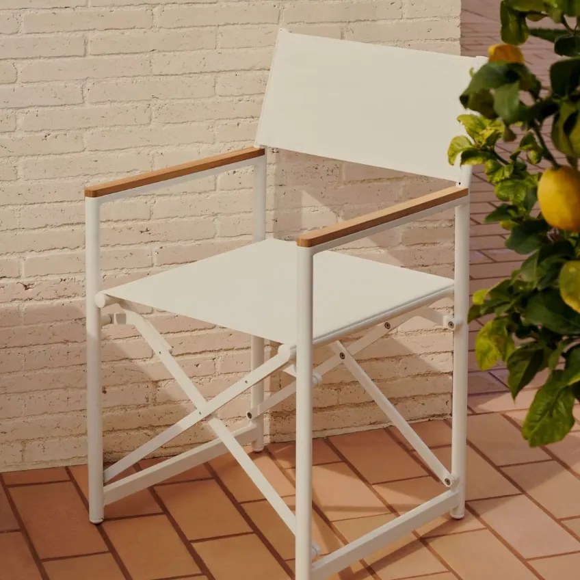 Bílá látková zahradní skládací židle Kave Home Llado