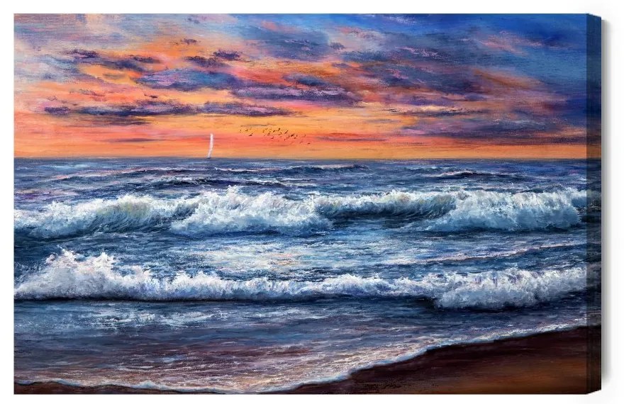 Obraz Mořské Krajiny A Západu Slunce Nedostatek Nedostatek Plátno Canvas 100x70