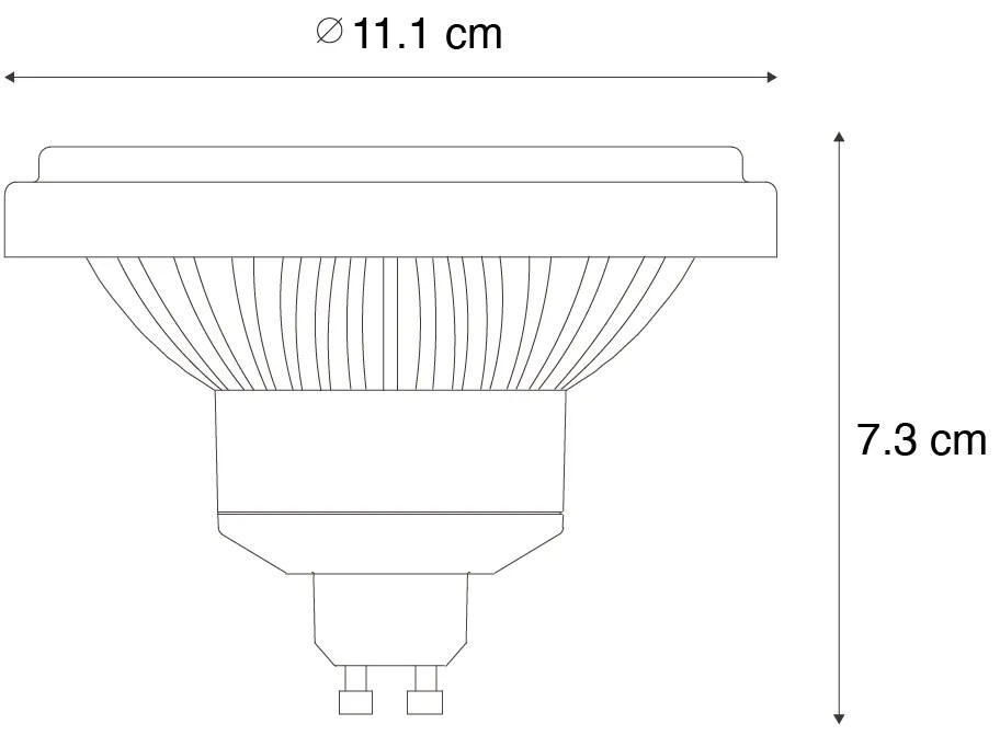 GU10 3-krokový stmívatelný LED zdroj 111 mm 10,5 W 770 lm 2700 K