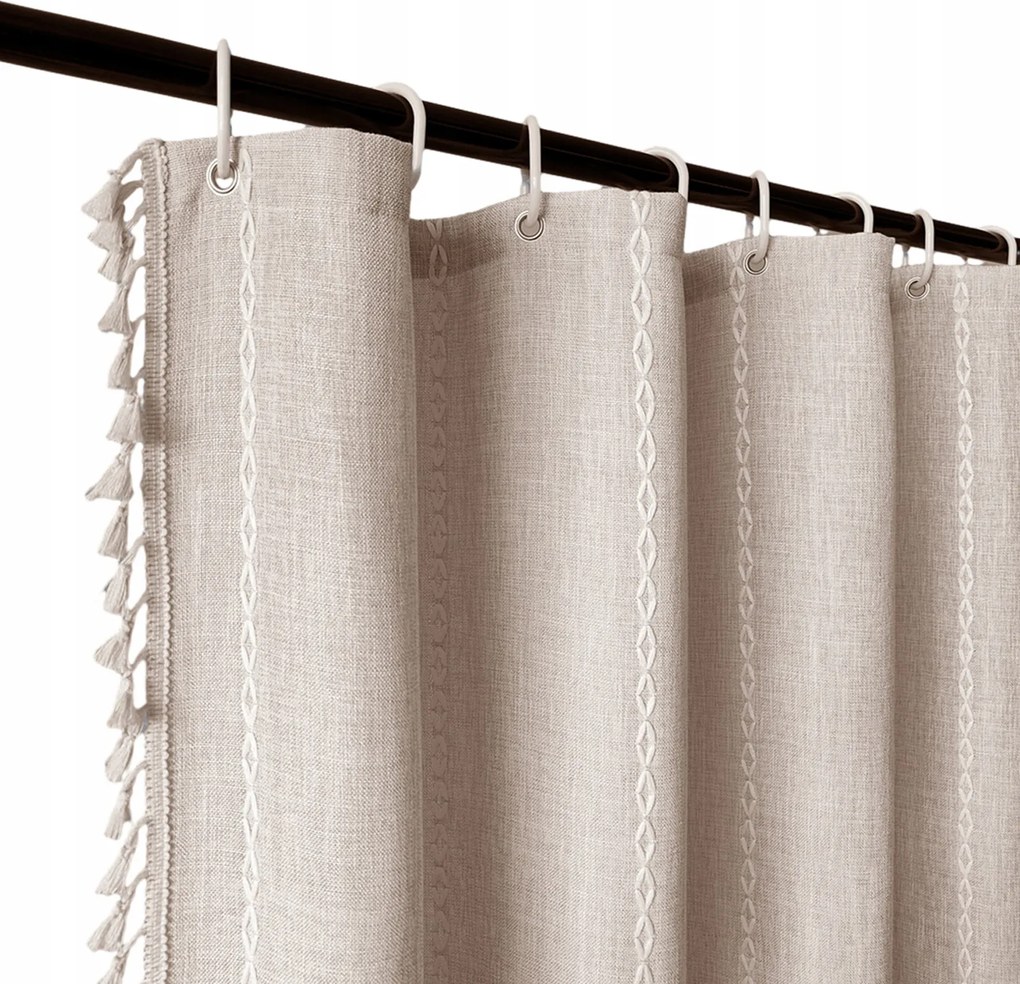Boho sprchový Curtain s vyšívanou textilií, lemovaný polyesterem, vodotěsný