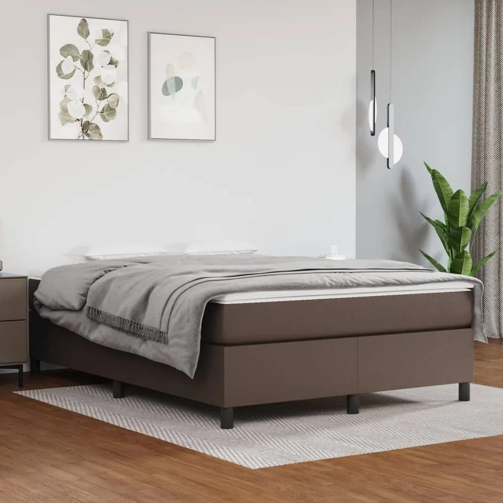 Box spring postel s matrací hnědá 140x200 cm umělá kůže - Default Title