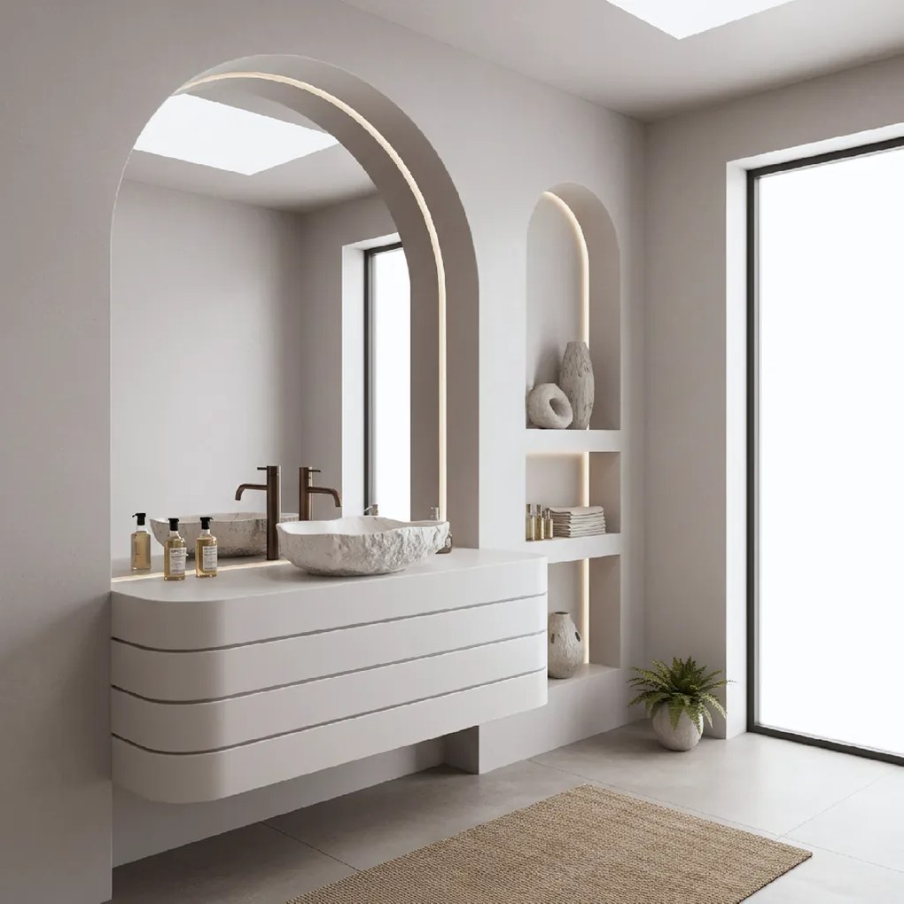 Rea Isla Shiro, umyvadlo na desku 490x370x135 mm, imitace kamene, REA-U0642