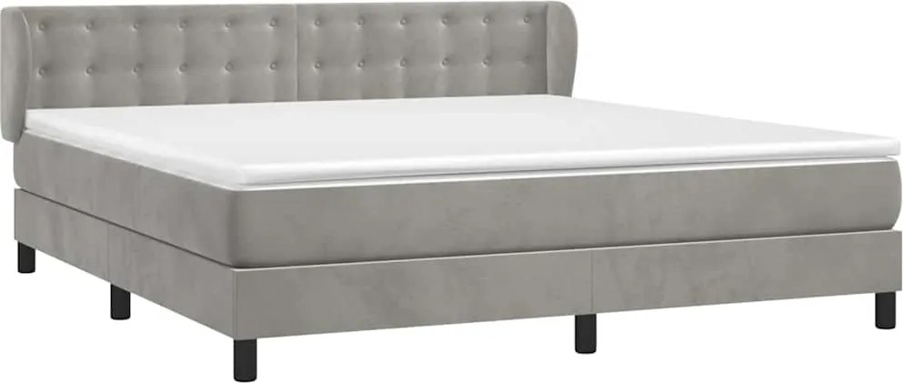 Box spring postel s matrací světle šedá 180x200 cm samet 3127745