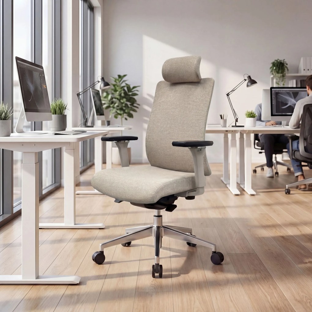 Ergonomická otočná kancelářská židle, světle béžová: VECTOR