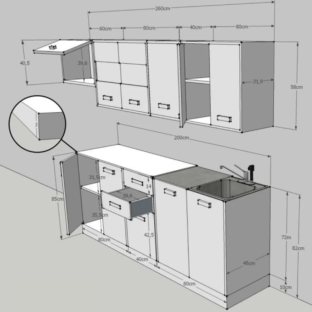 Kondela Kuchyňská linka, dub sonoma / bílá, PROMO