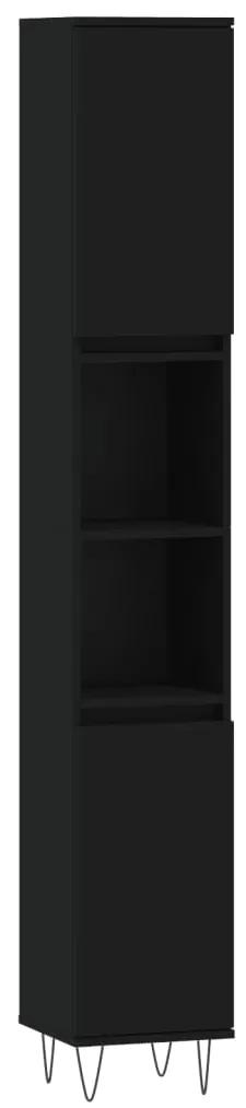 Koupelnová skříňka černá 30 x 30 x 190 cm kompozitní dřevo