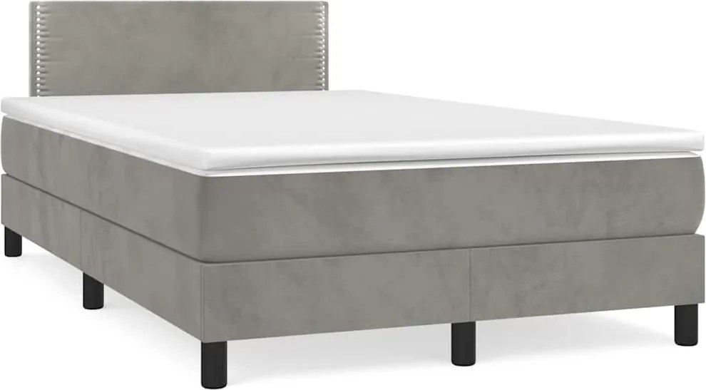 Box spring postel s matrací a LED světle šedá 120x190 cm samet 3270147