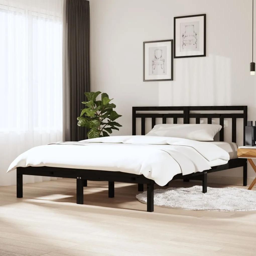 Rám postele černý masivní borovice 140 x 190 cm,  3100573