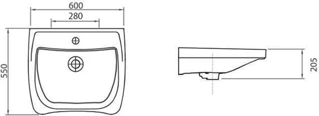 Sapho DISABLED 60 x 55 cm 5160 umyvadlo pro tělesně postižené