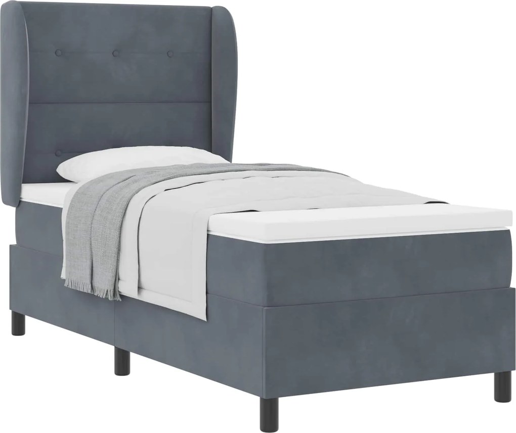 Postel s boxspringem s čelo Tmavě šedá 200 x 80 cm samet 3340899