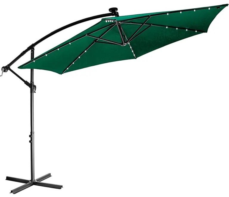 STILISTA Zahradní LED slunečník s kličkou, 3 m, zelený