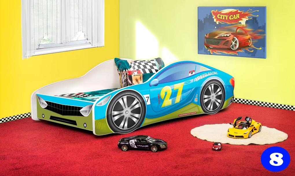 Dětská auto postel 8 modré auto - Auto postel vzor 8
