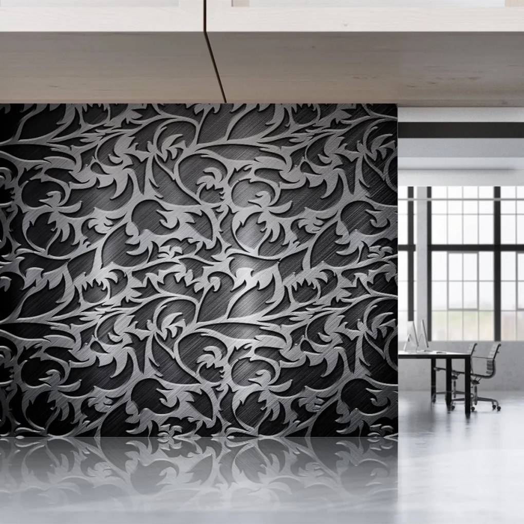 Obrazová tapeta - černo-bílá vliesová strukturovaná imitace štuku 240 x 260 cm