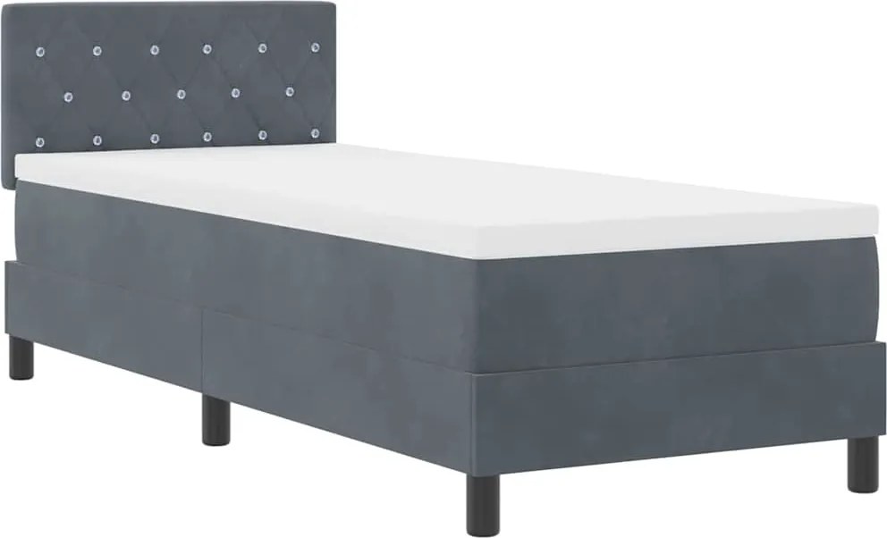 Postel s boxspringem s matrací Tmavě šedá 80 x 200 cm samet 3339069