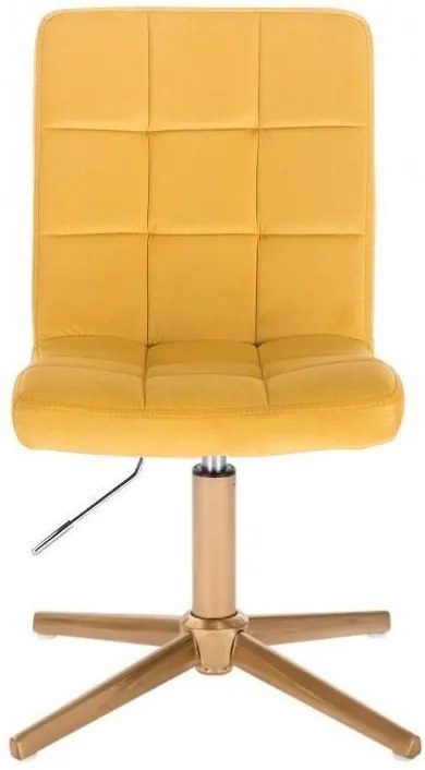 Židle TOLEDO VELUR na zlatém kříži - žlutá