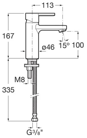 Roca A5A3296C00 - Umyvadlová baterie + výpusť NAIA 16,7 cm lesklý chrom