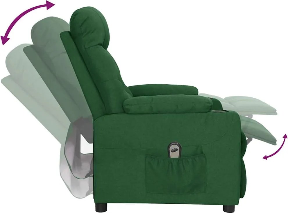Elektrické polohovací křeslo tmavě zelené textil 3098821